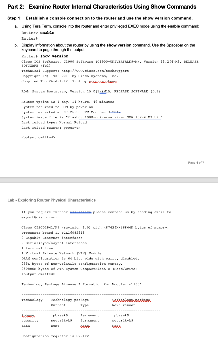 Based on the output of the show version command, | Chegg.com