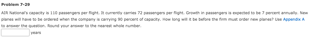 Solved Problem 7-29 AIR National's capacity is 110 | Chegg.com