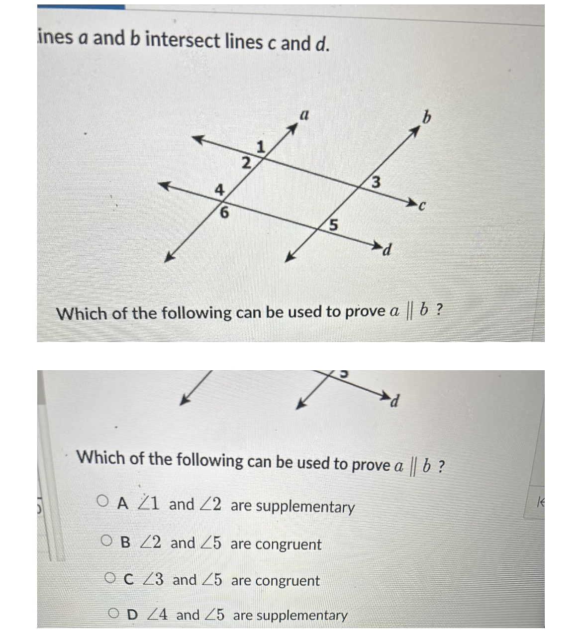 Solved Ines A And B Intersect Lines C And D Which Of The