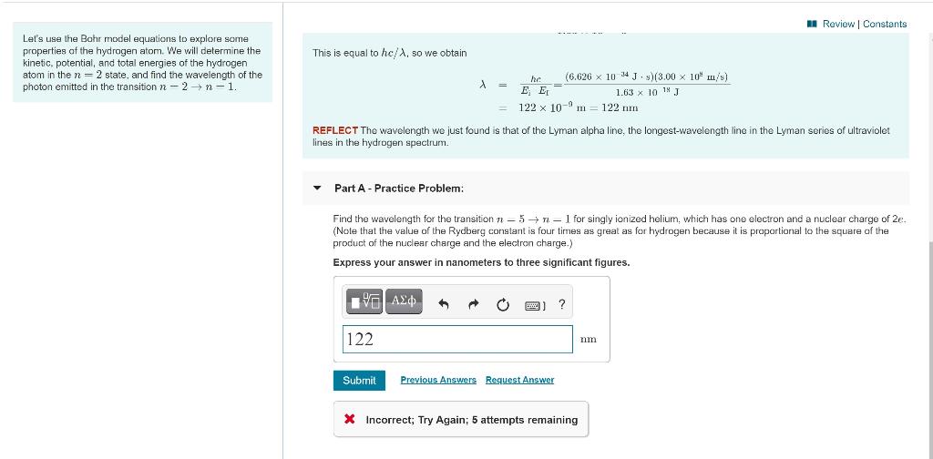 Solved A Review Constants This is equal to hc/1, so we | Chegg.com