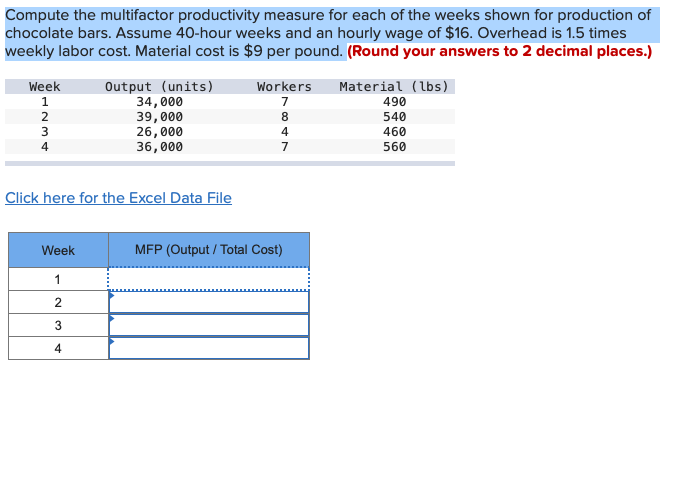 Solved Compute the multifactor productivity measure for each | Chegg.com
