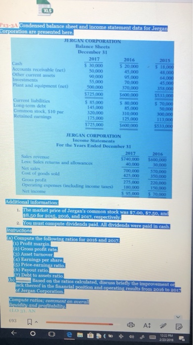 Solved CD balance sheet and income statemen t data for Jerga | Chegg.com