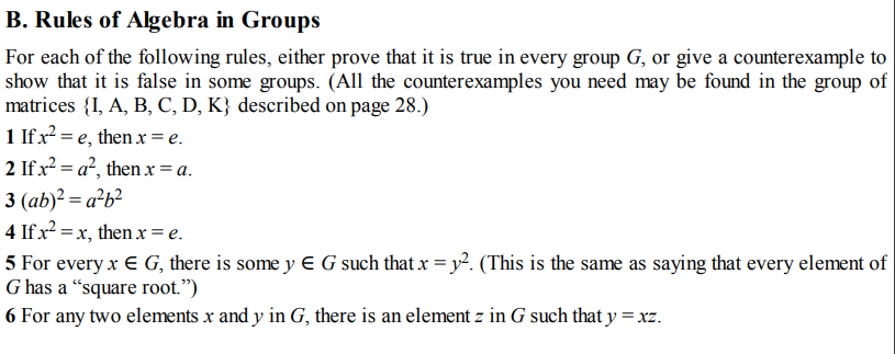 Solved B. Rules of Algebra in Groups For each of the | Chegg.com