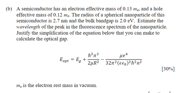 Solved (b) A semiconductor has an electron effective mass of | Chegg.com