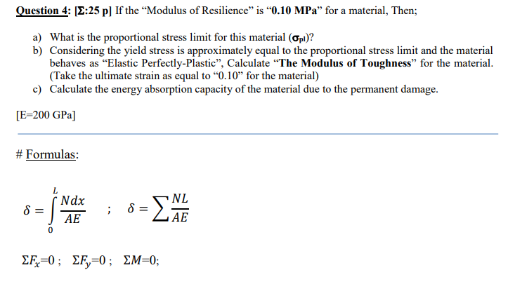 Solved Question 4: [2:25 p) If the “Modulus of Resilience” | Chegg.com