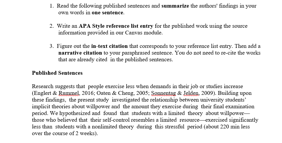 Solved 1. Read the following published sentences and | Chegg.com