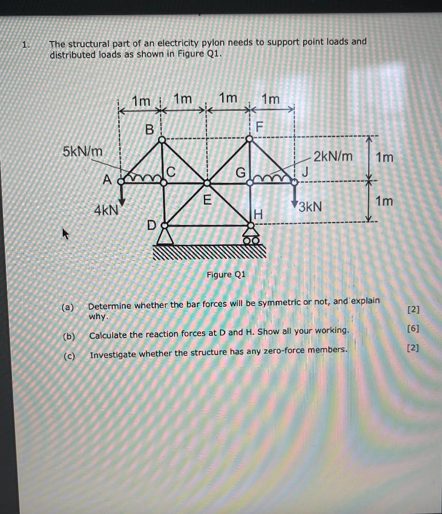 Solved 1. The structural part of an electricity pylon needs | Chegg.com