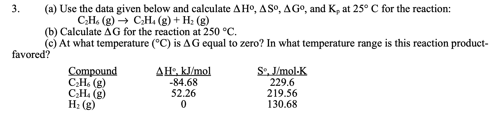 Solved 3. (a) Use the data given below and calculate | Chegg.com