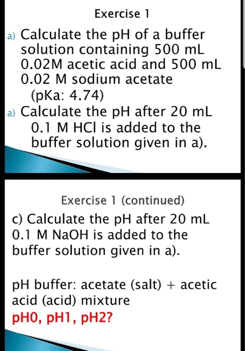 Solved Exercise l a) Calculate the pH of a buffer solution | Chegg.com