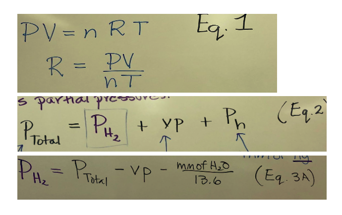 Solved PV=nRT Eq. 1 R = PV nT s partial pressures. Protal = | Chegg.com