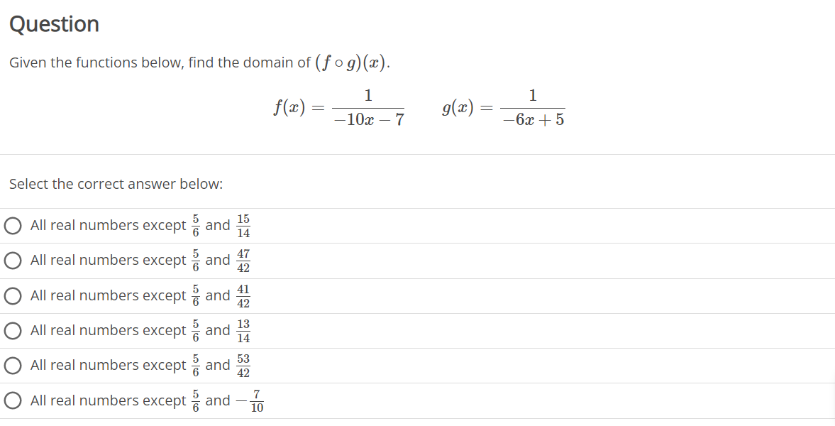 Solved Given the functions below, find the domain of | Chegg.com