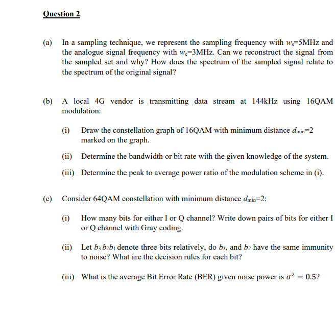 Solved Question 2(a) ﻿In a sampling technique, we represent | Chegg.com