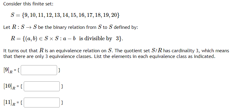 Solved Consider this finite set: | Chegg.com