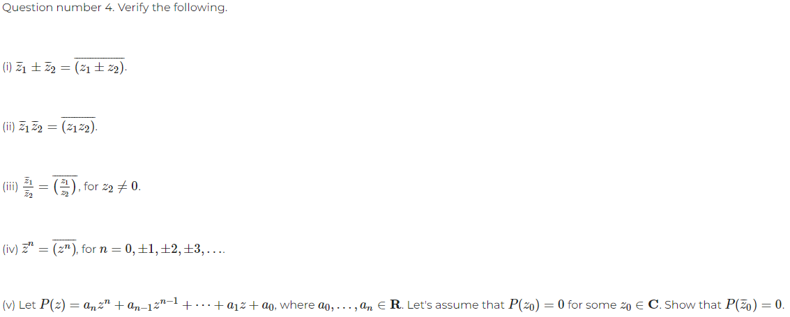 Solved Question number 4. Verify the following. (i) | Chegg.com