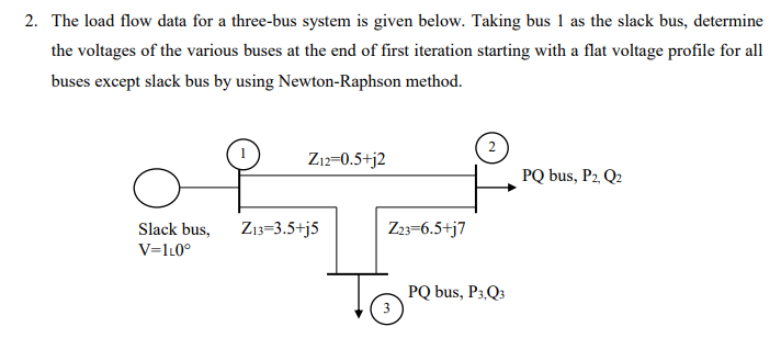 Solved 2. The load flow data for a three-bus system is given | Chegg.com Solved 2. The load flow data for a three-bus system is given | Chegg.com