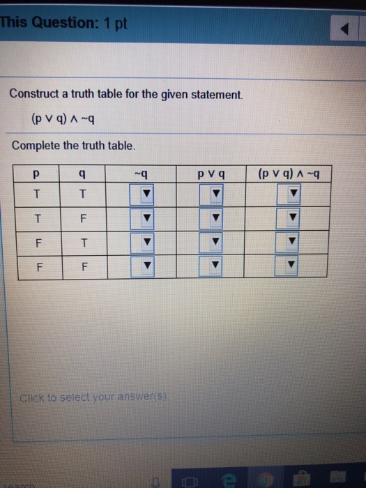 Solved This Question: 1 pt Construct a truth table for the | Chegg.com