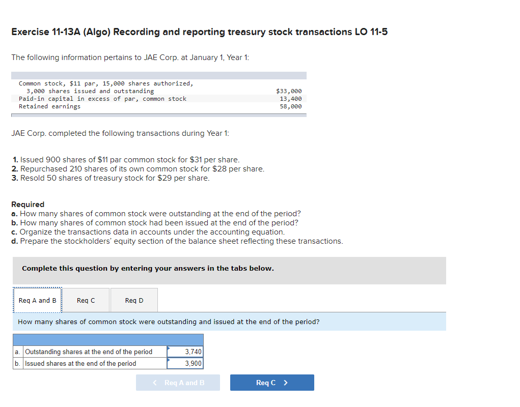Solved Exercise 11-13A (Algo) Recording and reporting | Chegg.com