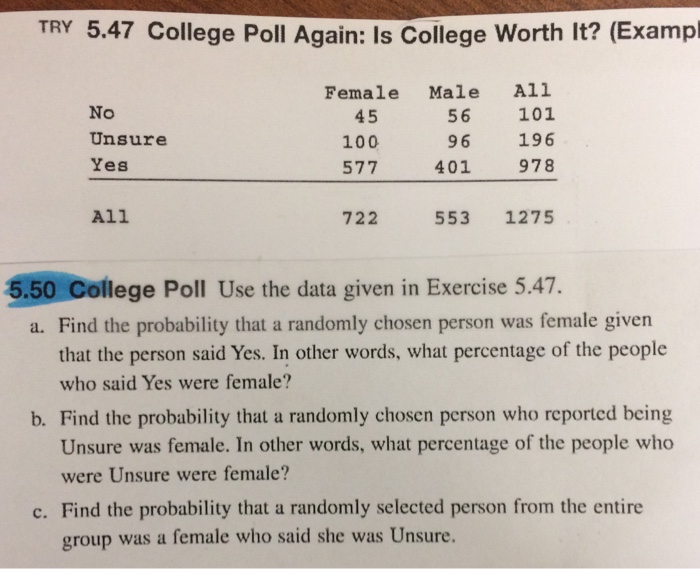 Solved College Poll Use the data given in Exercise 5.47. | Chegg.com