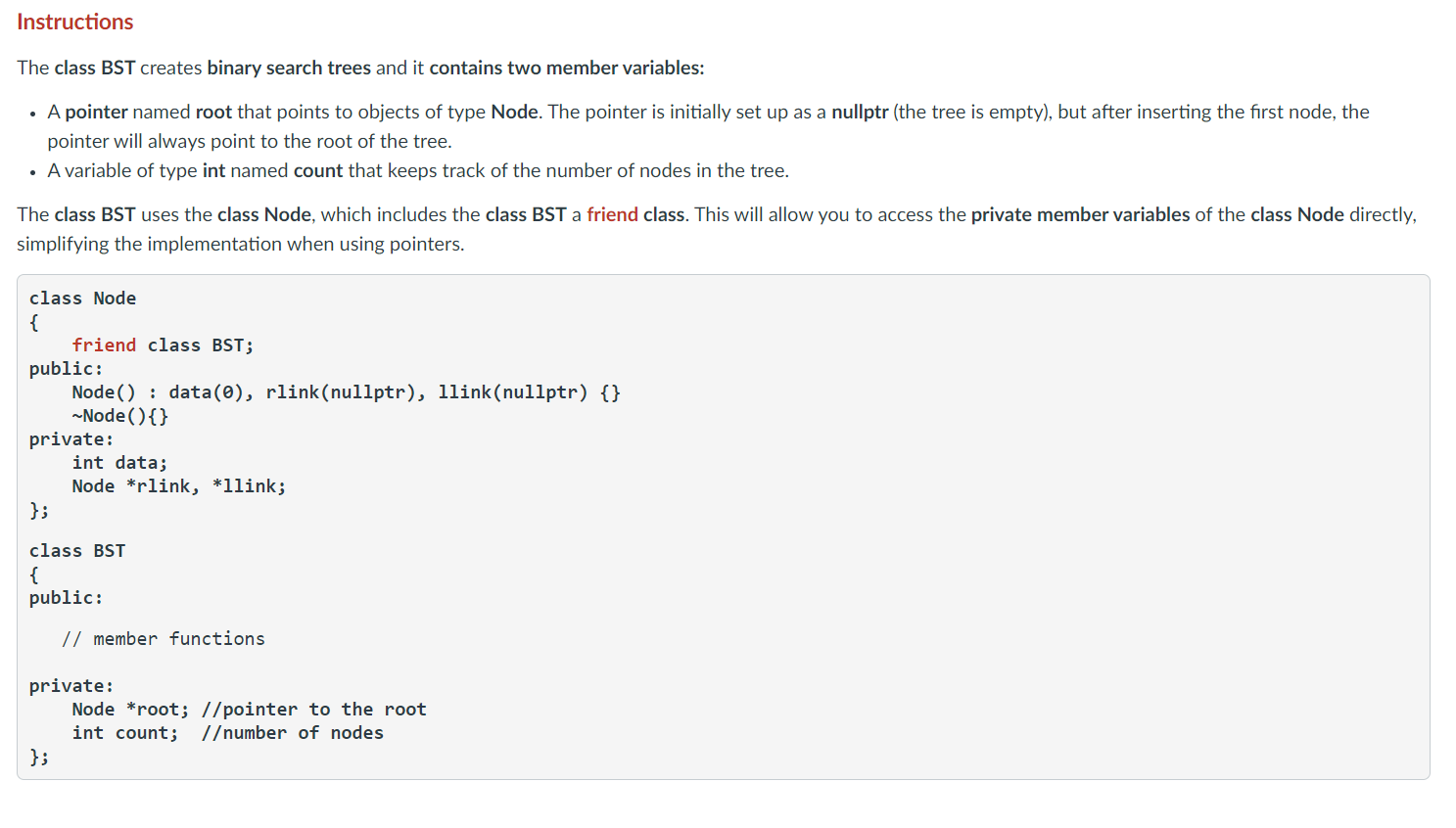 Solved Instructions The class BST creates binary search | Chegg.com