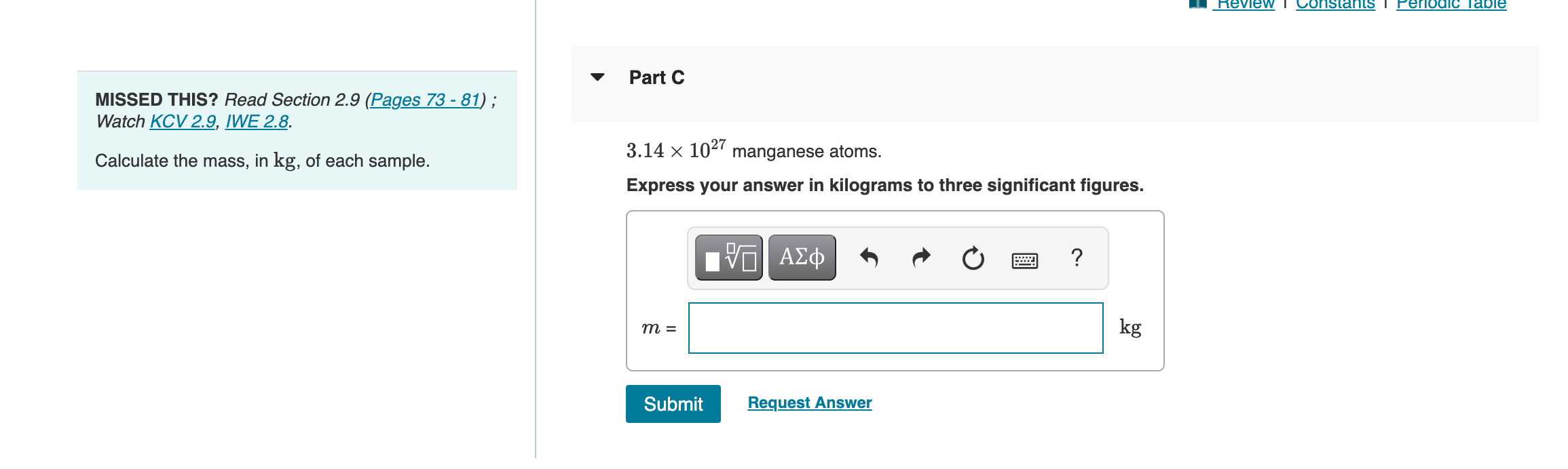 Solved Review Constants Periodic Table Part A Missed 0385