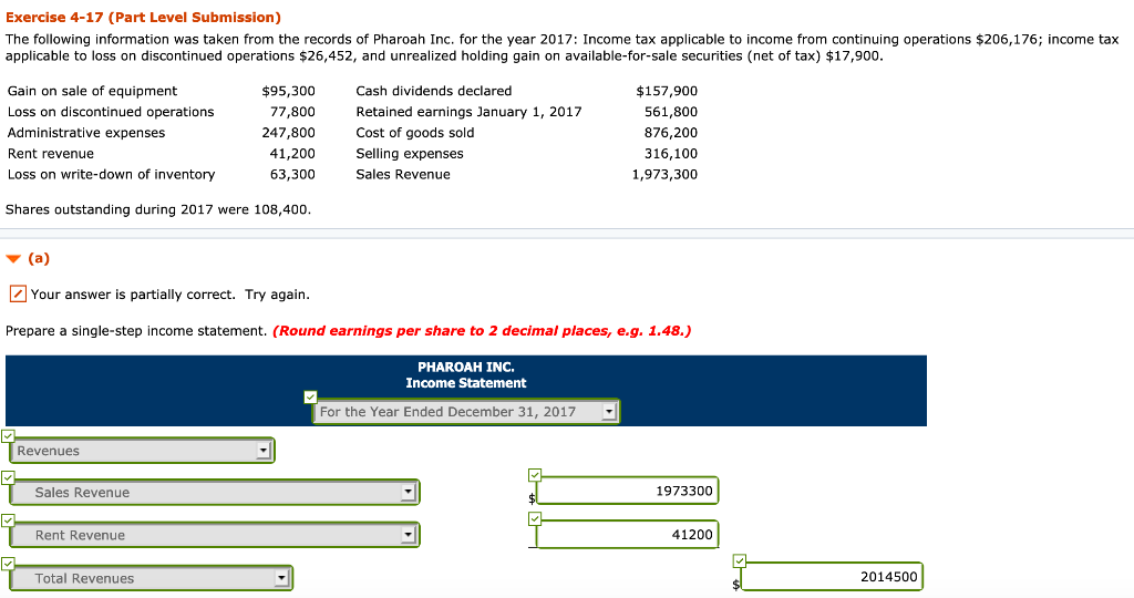 Solved Exercise 4-17 (Part Level Submission) The following | Chegg.com