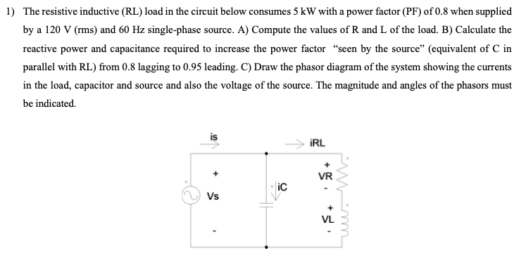 Solved The resistive inductive (RL) load in the circuit | Chegg.com