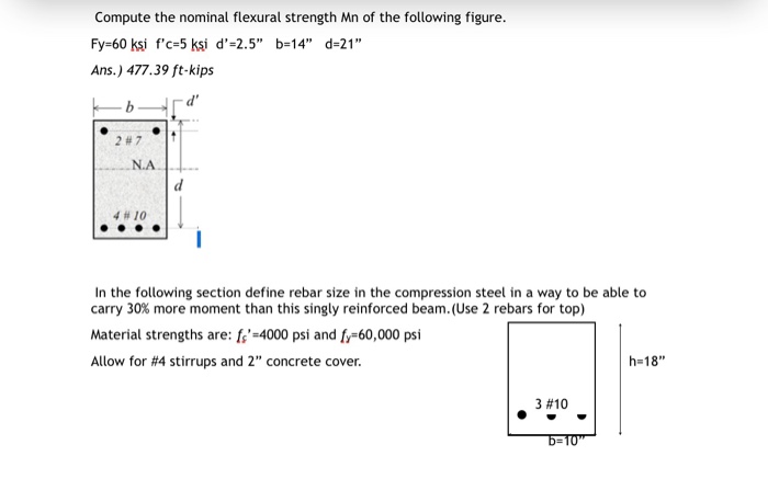 Solved Compute the nominal flexural strength Mn of the | Chegg.com