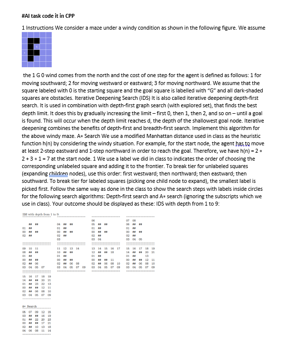 Solved #Al task code it in CPP 1 Instructions We consider a | Chegg.com