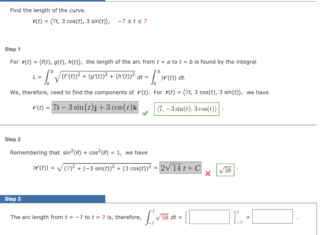 Solved Find the length of the curve. r(t) = (7t, 3 cos(t), 3 | Chegg.com