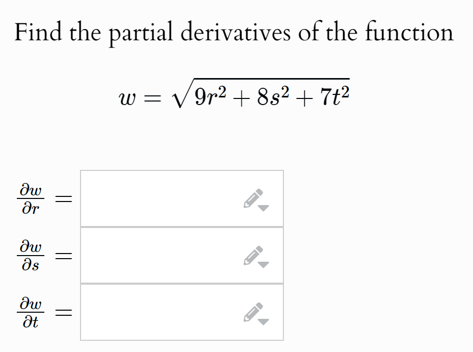 Solved Find the partial derivatives of ﻿the | Chegg.com