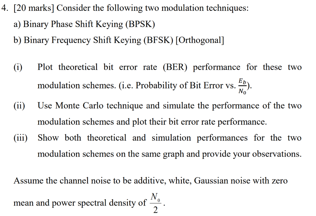 4. [20 marks] Consider the following two modulation | Chegg.com