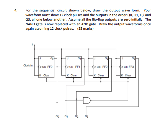Solved 4. For the sequential circuit shown below, draw the | Chegg.com