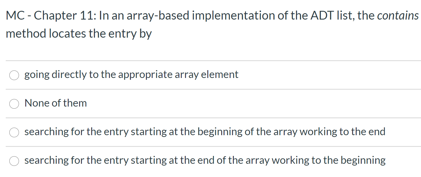 Solved MC - Chapter 10: The public ArrayList() constructor | Chegg.com