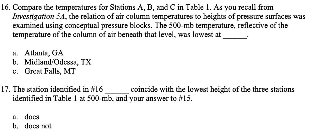 Solved 5. Using the 500−mb station values from Table 1 , as | Chegg.com