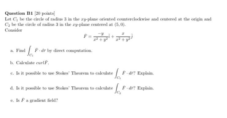 Solved Question B1 [20 points] Let C1 be the circle of | Chegg.com