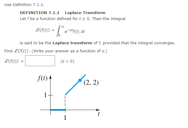 Solved DEFINITION 7.1.1 Laplace Transform Let f be a | Chegg.com