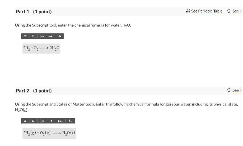 Using the Subscript tool, enter the chemical formula | Chegg.com