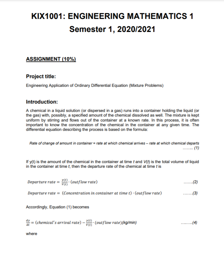 KIX1001: ENGINEERING MATHEMATICS 1 Semester 1, | Chegg.com