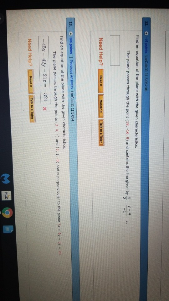 Solved Find An Equation Of The Plane With The Given