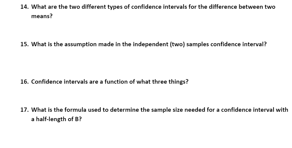 Solved 14. What are the two different types of confidence | Chegg.com