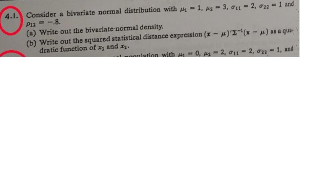 Solved Consider a bivariate normal distribution with | Chegg.com