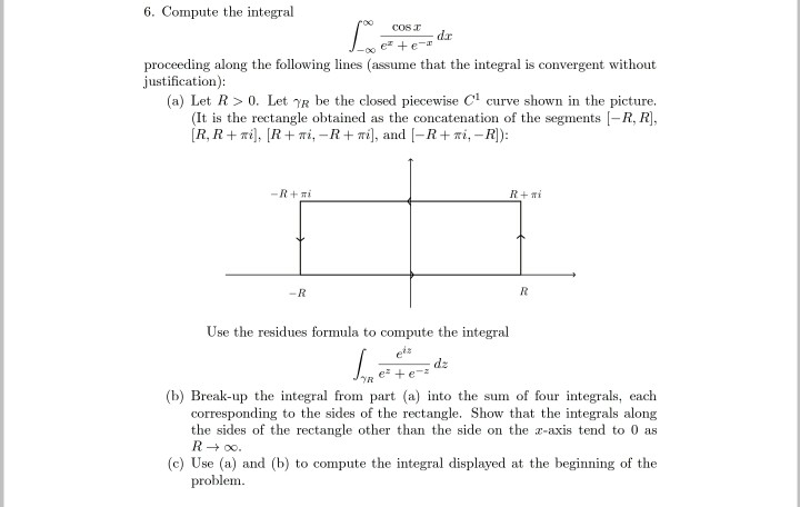 Solved 6. Compute the integral COST proceeding along the | Chegg.com