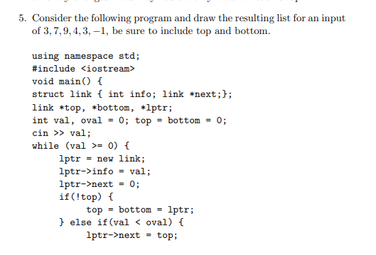 Solved 5. Consider the following program and draw the | Chegg.com