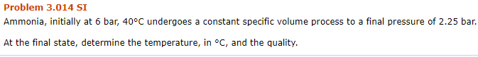 Solved Problem 3.014 SI Ammonia, initially at 6 bar, 40°C | Chegg.com