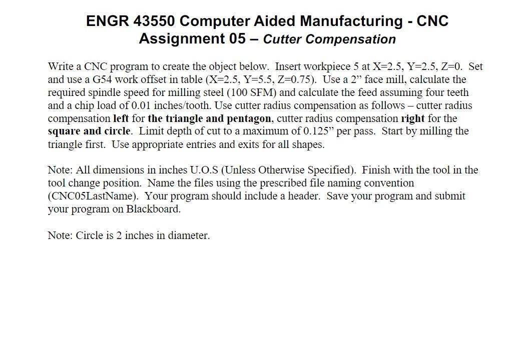 Solved ENGR 43550 Computer Aided Manufacturing - CNC | Chegg.com