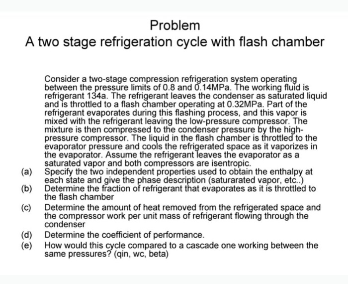 Solved Problem A two stage refrigeration cycle with flash | Chegg.com