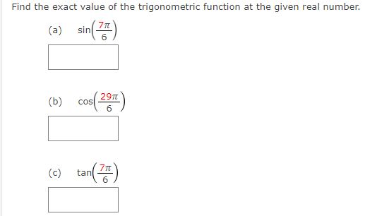 Solved Find the exact value of the trigonometric function at | Chegg.com