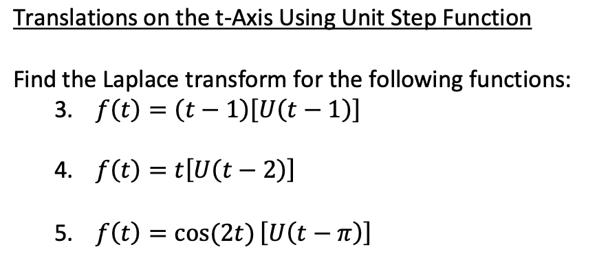 Solved Translations on the t-Axis Using Unit Step Function | Chegg.com