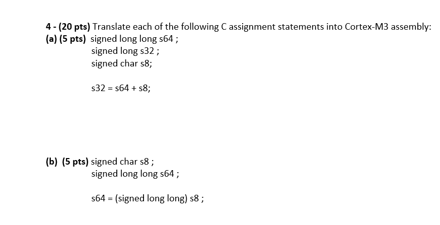 Solved 4 - (20 pts) Translate each of the following C | Chegg.com