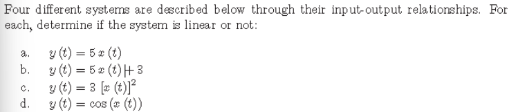 Solved Four different systems are described below through | Chegg.com
